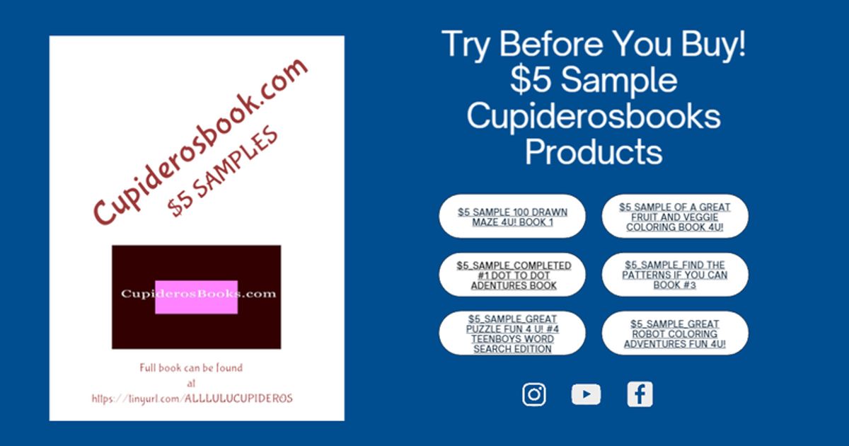 Try Before you Buy! $5 Sample Cupiderosbooks!